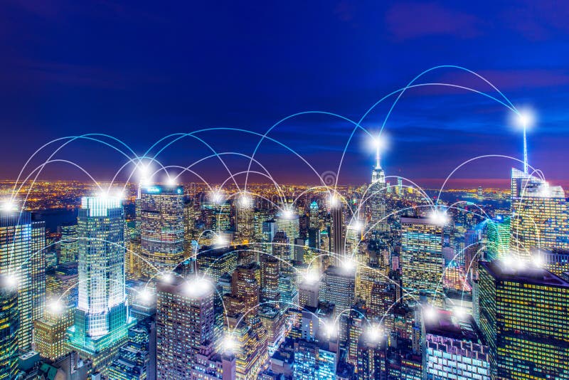 Het Concept Van Het Internet Der Dingen in De Stad Redactionele Stock ...