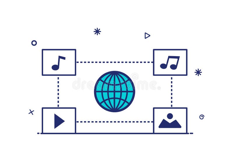 Web Icons : Multimedia on Mobile Stock Illustration - Illustration of ...