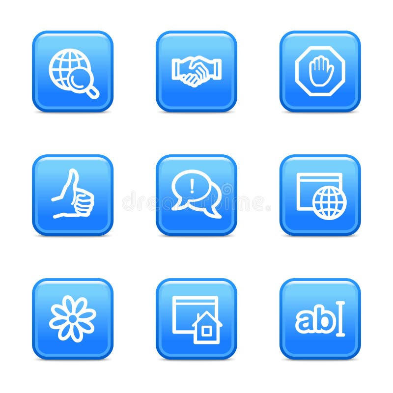Internet Web Icons, Blue Contour Sticker Series Stock Vector ...