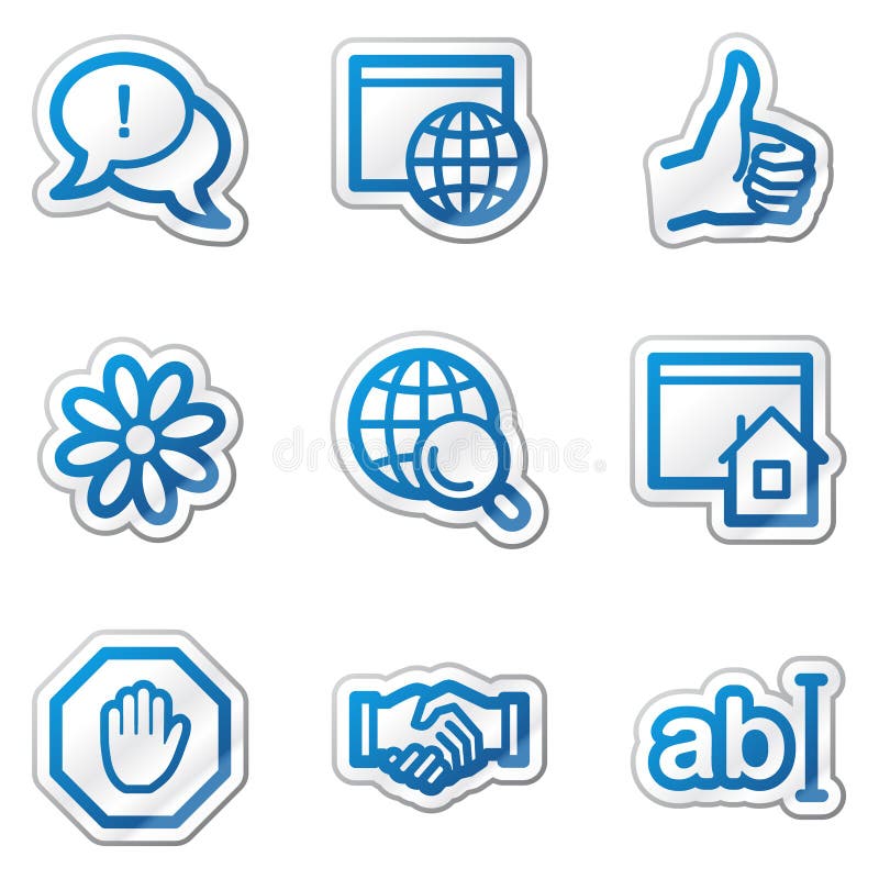 Internet Web Icons, Blue Contour Sticker Series Stock Vector ...