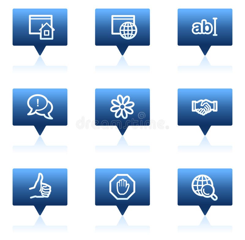 Internet Web Icons, Blue Speech Bubbles Series Stock Illustration ...