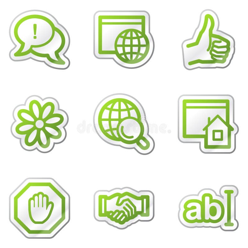 Ecology Web Icons, Green Contour Sticker Series Stock Vector ...