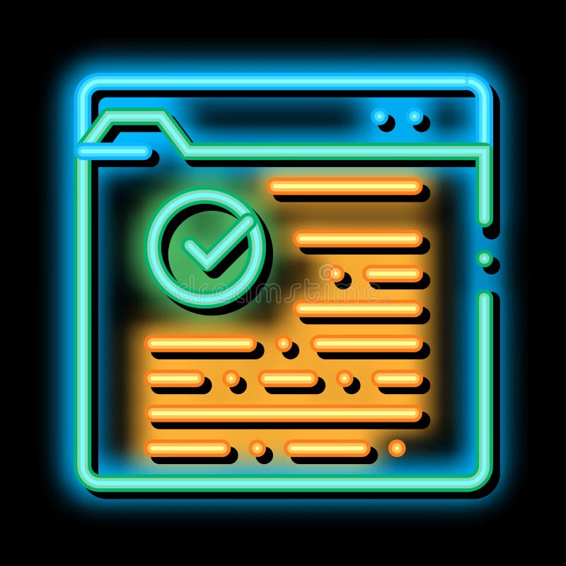 Internet Web Site with Approved Mark Neon Glow Icon Illustration Stock ...