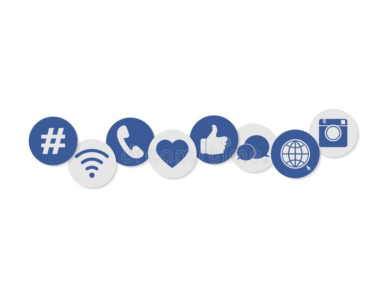 Internet Web Social Media Icons Set Stock Illustration - Illustration ...