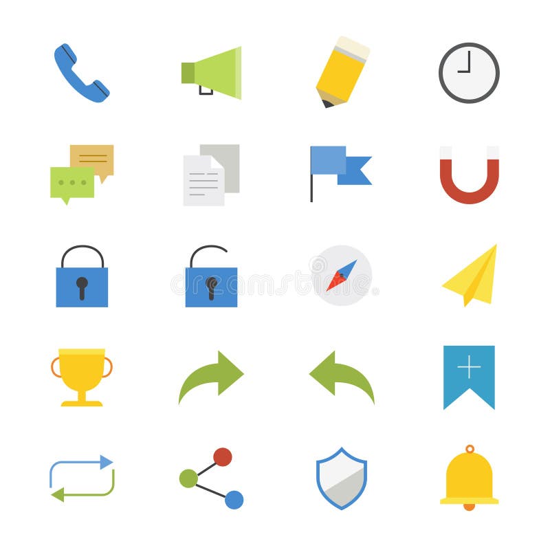 Internet and Website Flat Icons Color Stock Vector - Illustration of ...