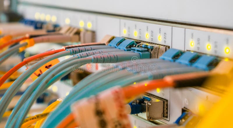 Telecommunications Cables are Connected To the Main Server. Internet ...