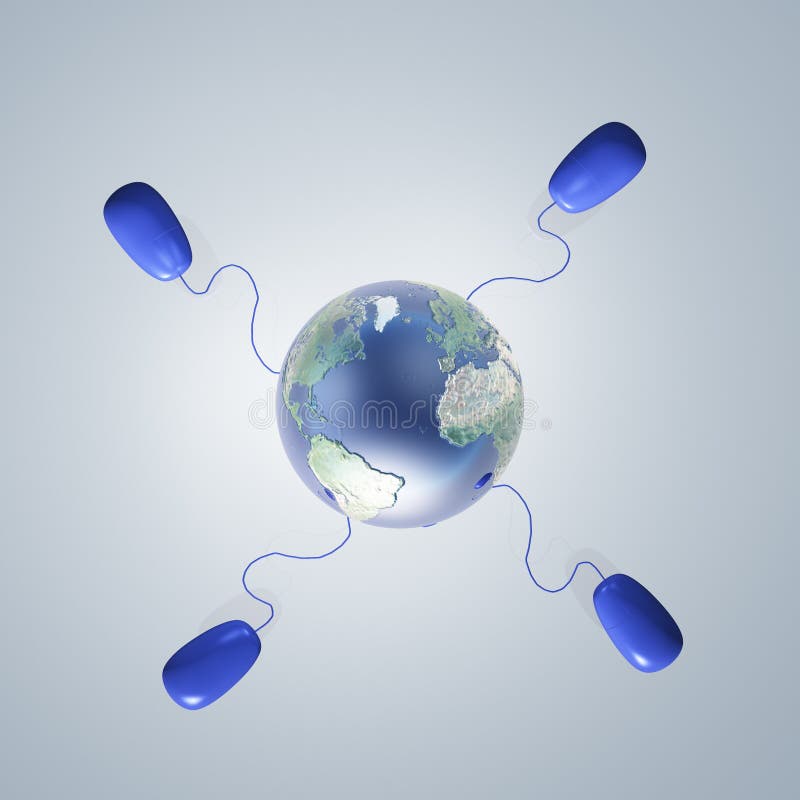 Earth Globe with Computer Mouses Stock Illustration - Illustration of ...
