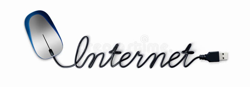 Internet Written with a Wire of a Computer Mouse. 3d Illustration ...