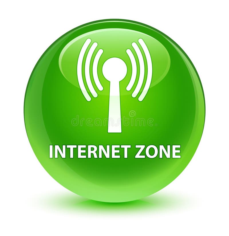 Internet Zone (wlan Network) Glassy Green Round Button Stock ...