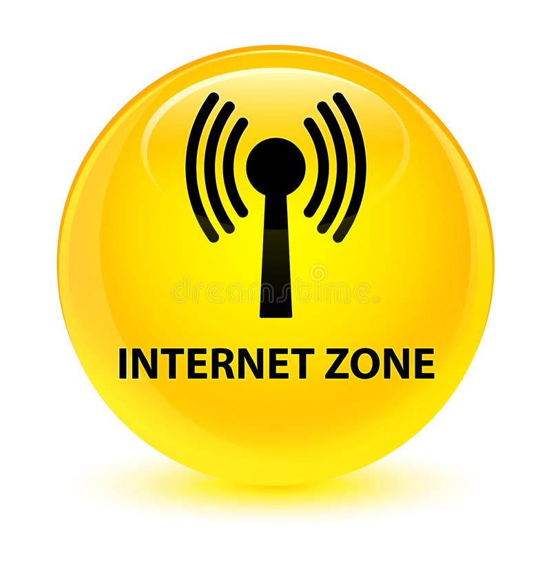 Internet Zone (wlan Network) Glassy Yellow Round Button Stock ...