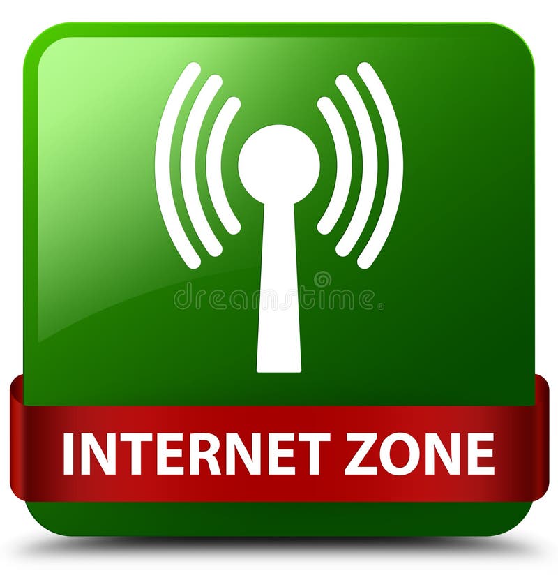 Internet Zone (wlan Network) Green Square Button Red Ribbon in M Stock ...