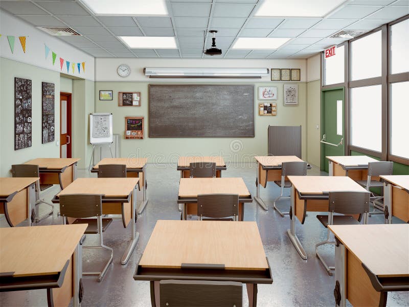 Interno Dell'aula Della Scuola Fotografia Stock - Immagine di ...