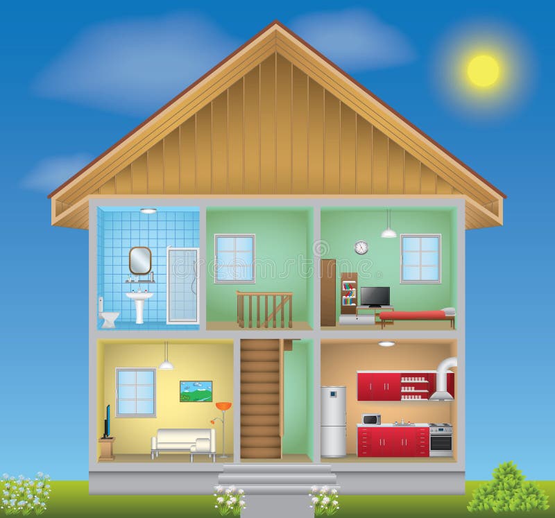 Interno Di Casa Dettagliato Illustrazione di Stock - Illustrazione di ...