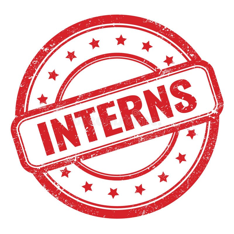 INTERNS Text on Red Grungy Vintage Round Stamp Stock Illustration ...
