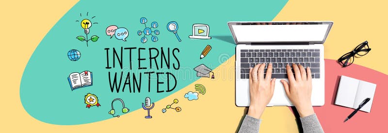 Interns Wanted with Person Using a Laptop Stock Image - Image of tech ...