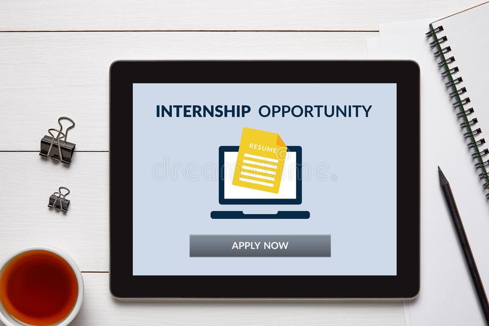Internship Concept on Tablet Screen Stock Image - Image of objects ...