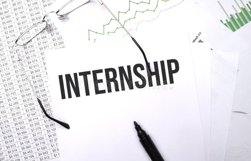 Internship . Conceptual Background with Chart ,papers, Pen and Glasses ...