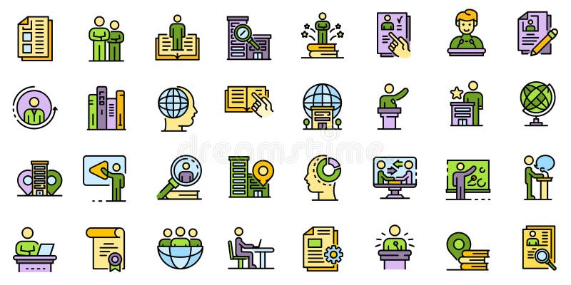 Internship Icons Set Vector Flat Stock Vector - Illustration of ...