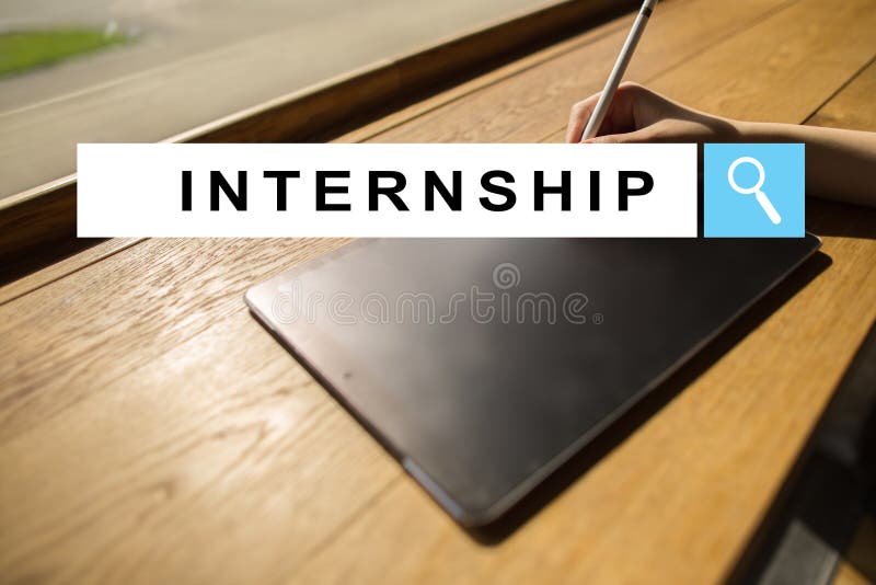 Internship Text on Virtual Screen. Business, Education and Internet ...