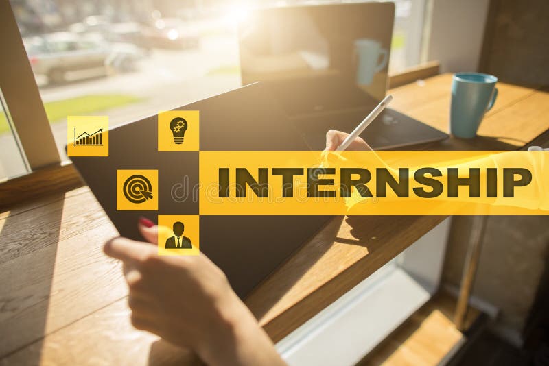 Internship Text on Virtual Screen. Business, Education and Internet ...