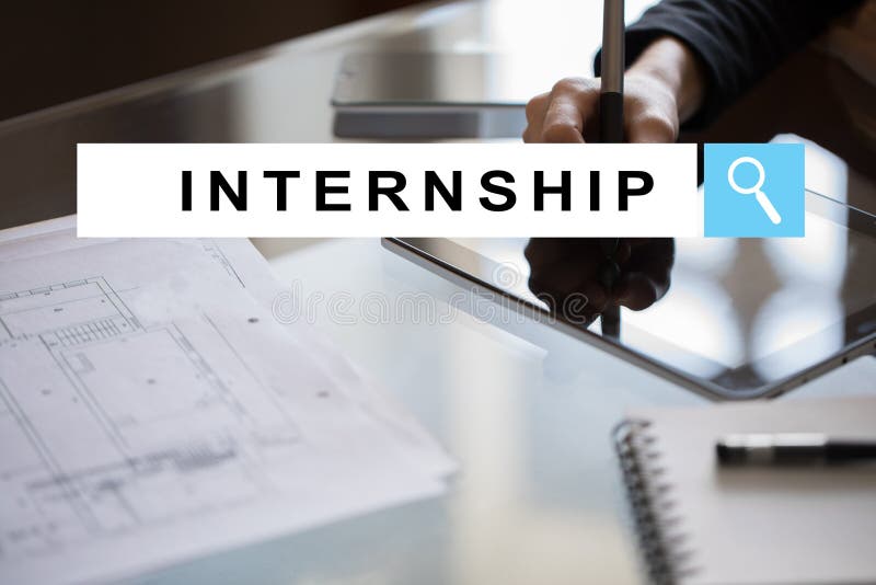Internship Text on Virtual Screen. Business, Education and Internet ...