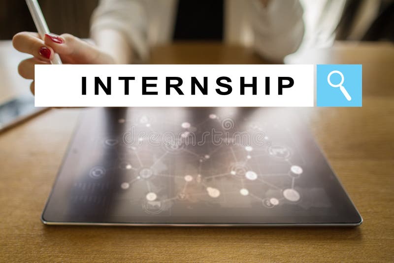 Internship Text on Virtual Screen. Business, Education and Internet ...