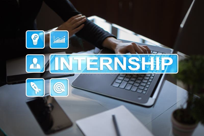 Internship Text on Virtual Screen. Business, Education and Internet ...