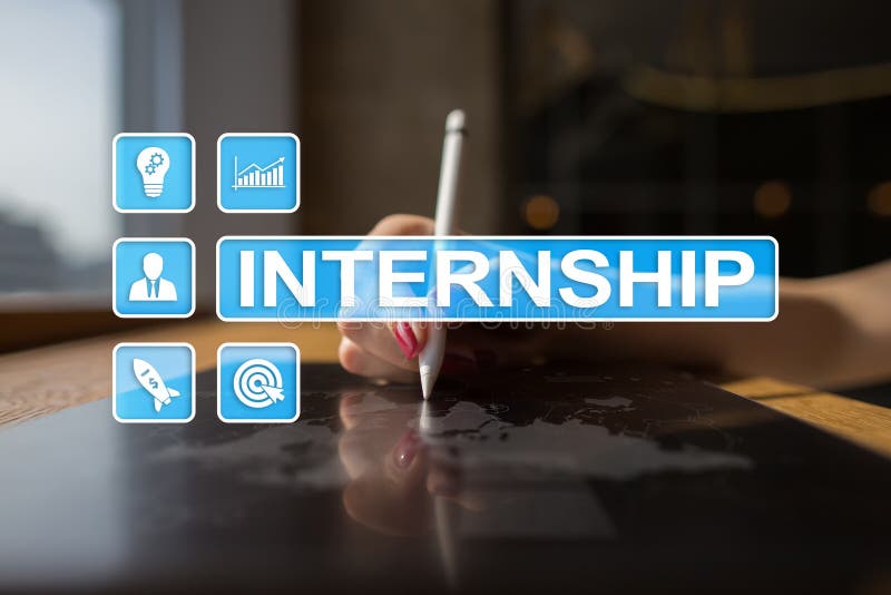 Internship Text on Virtual Screen. Business, Education and Internet ...