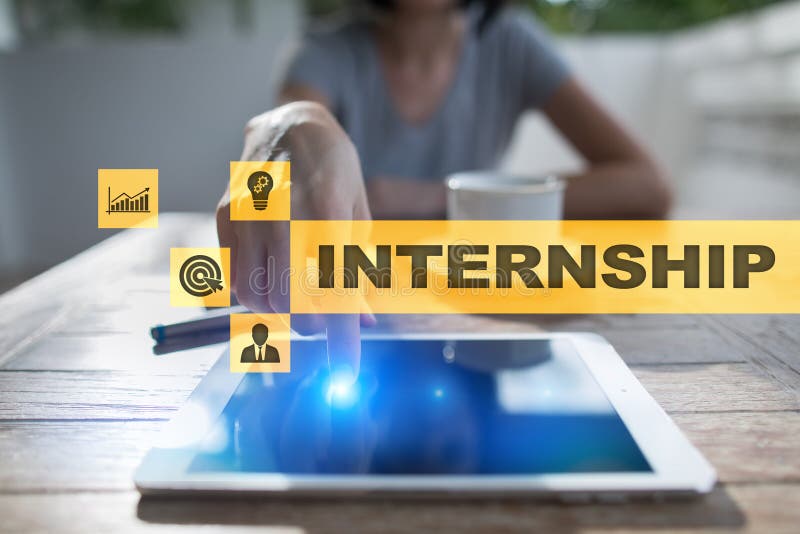 Internship Text on Virtual Screen. Business, Education and Internet ...