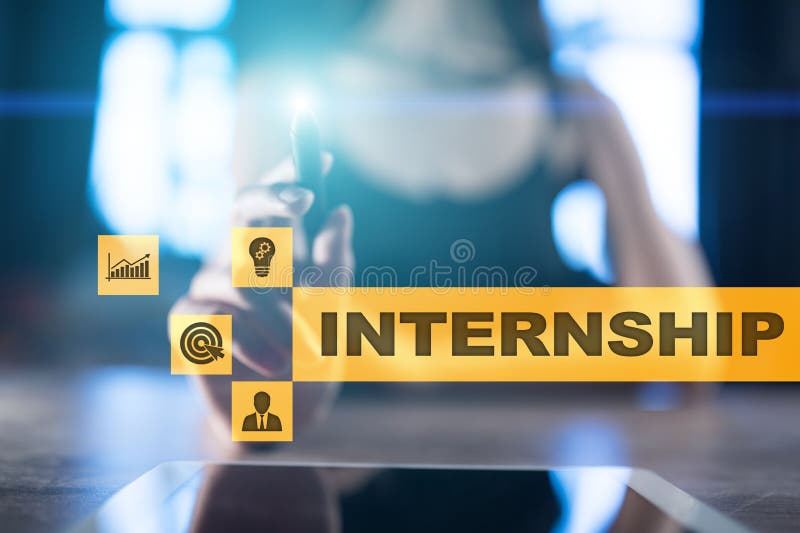 Internship Text on Virtual Screen. Business, Education and Internet ...