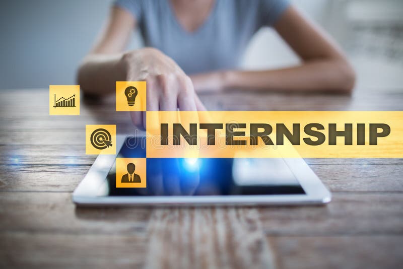 Internship Text on Virtual Screen. Business, Education and Internet ...