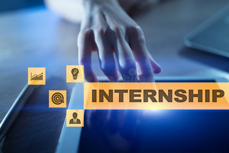 Internship Text on Virtual Screen. Business, Education and Internet ...