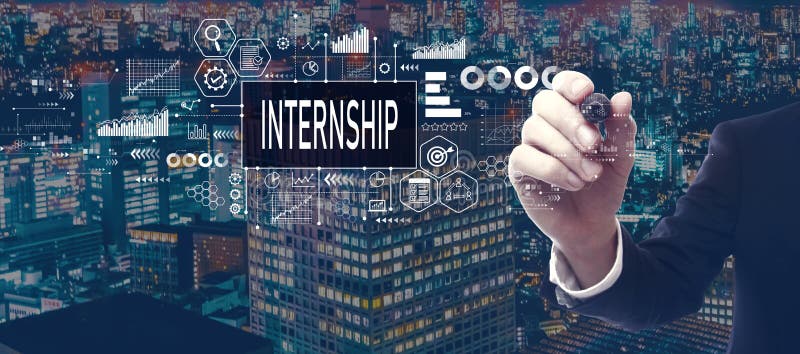 Internship Theme with Businessman in City at Night Stock Photo - Image ...