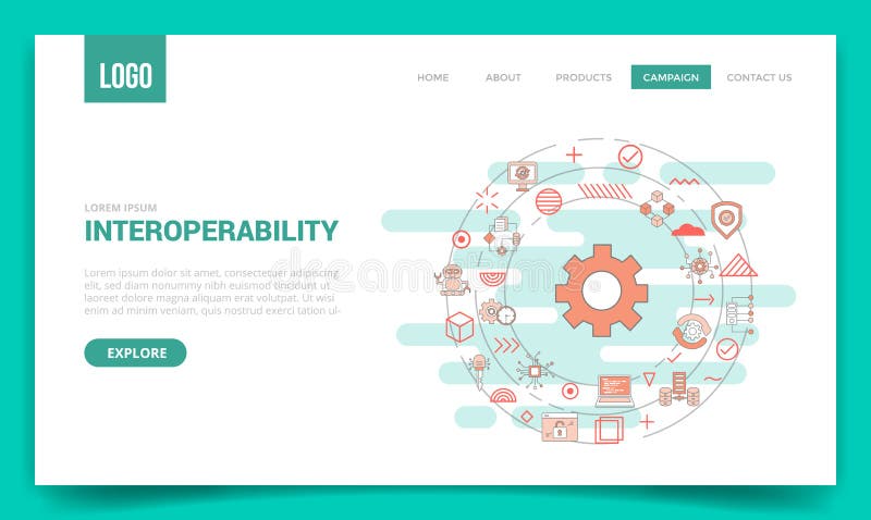 Interoperability Concept with Circle Icon for Website Template or ...
