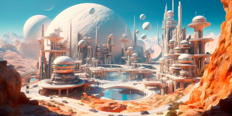 Interplanetary Settlement Where People Live and Work in a Fictional ...
