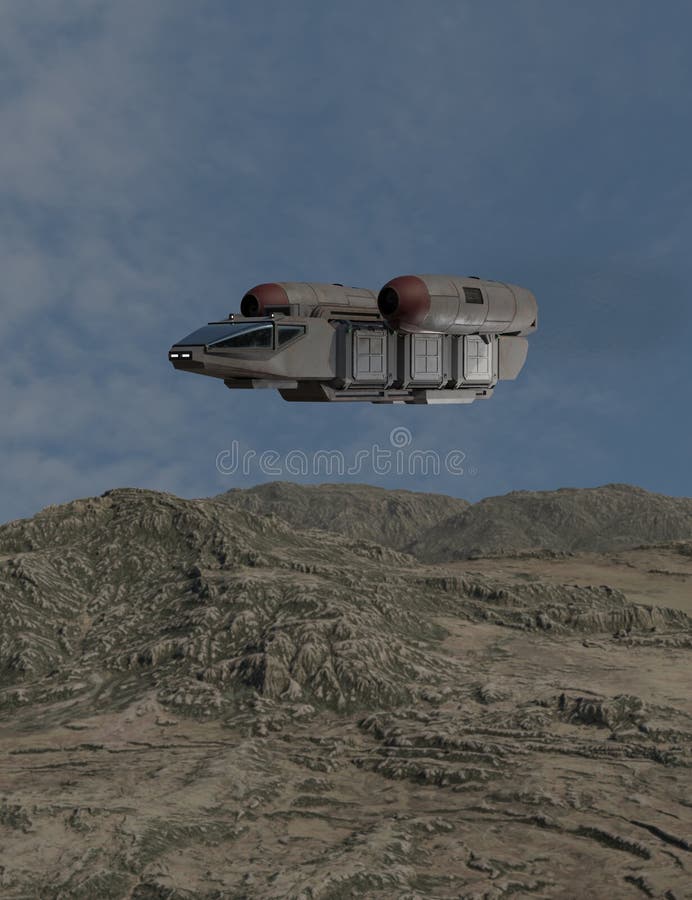 Interplanetary Space Freighter in Space Dock Stock Illustration ...