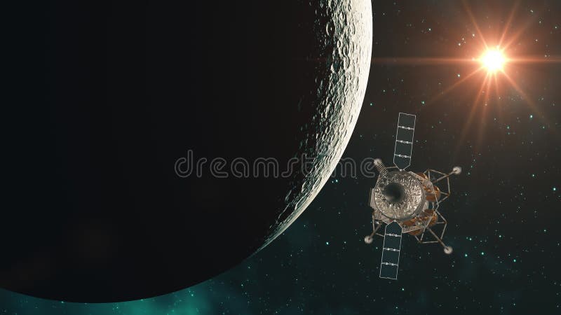 Interplanetary Space Station on Background of the Moon. 4K Stock ...