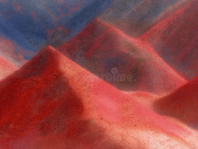 Interplay of Light and Shadow on Red and Blue Mountain Peaks Stock ...