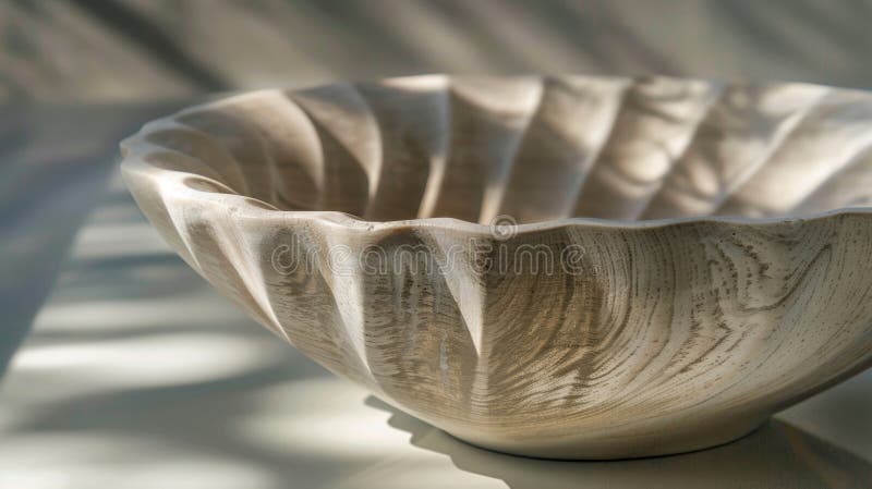 The Interplay of Light and Shadows on a Fluted Pottery Piece Creates a ...