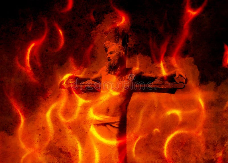 Interpretation of Jesus on the Cross, Graphic Painting Version. Fire ...