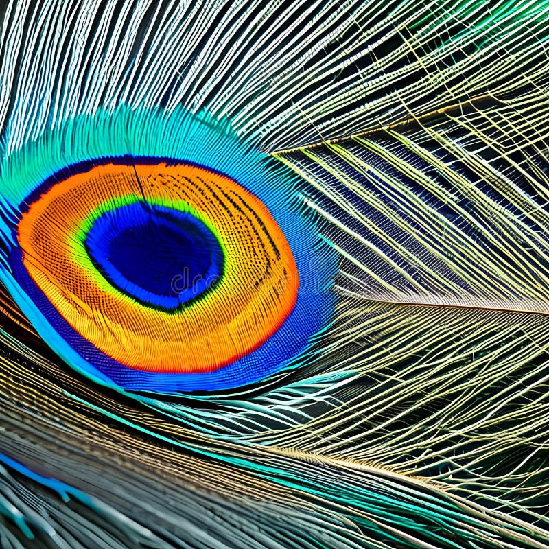 An Interpretation Of A Peacock Feather With Intricate Textures And Patterns Resembling The