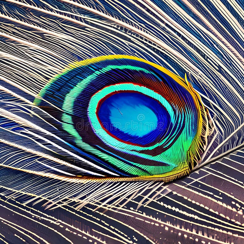 An Interpretation Of A Peacock Feather With Intricate Textures And Patterns Resembling The