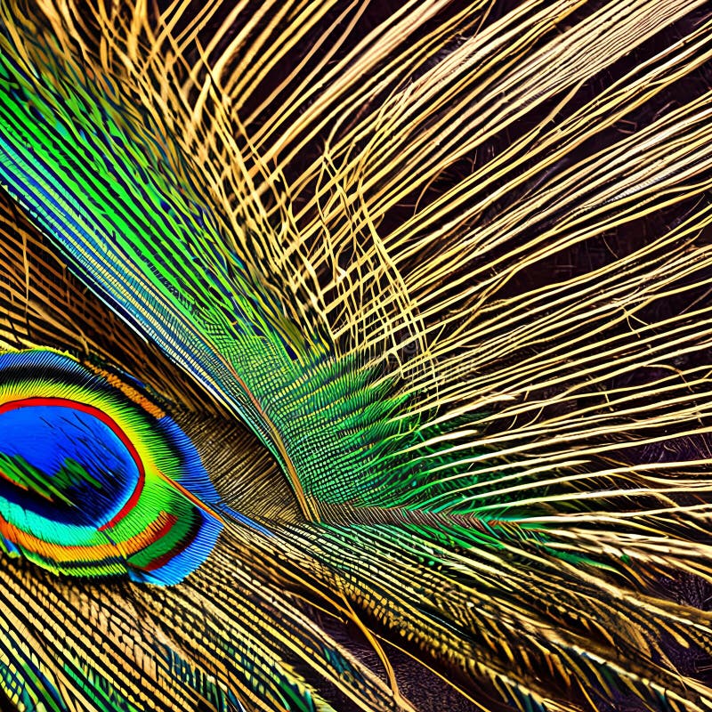 An Interpretation of a Peacock Feather, with Intricate Textures and ...