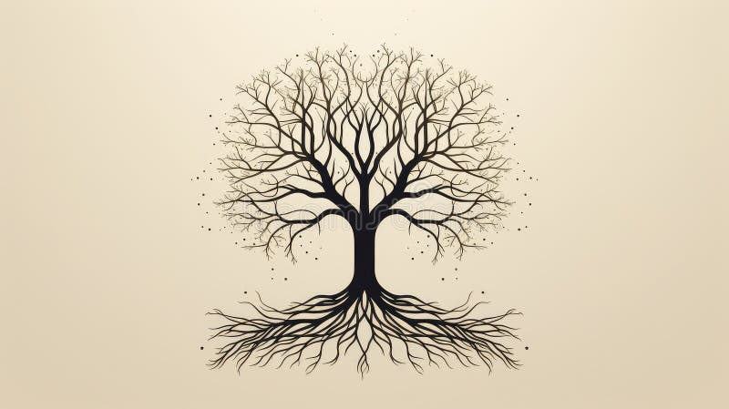 Interpretation Tree with Roots Graphic Stock Illustration ...