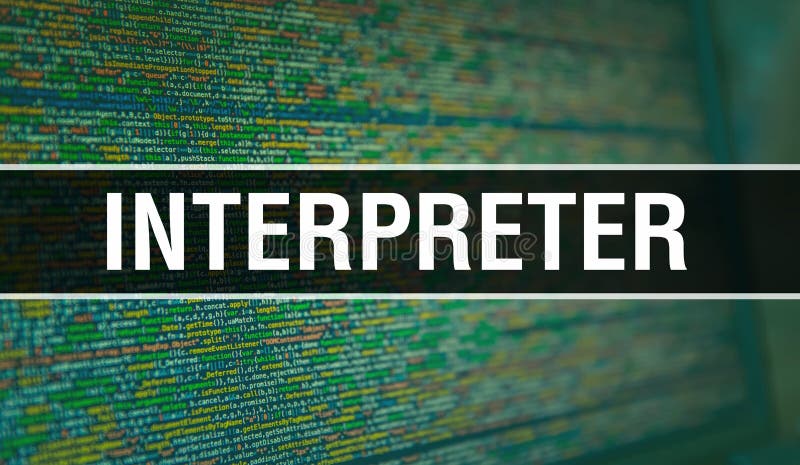 Interpreter With Binary Code Digital Technology Background Abstract