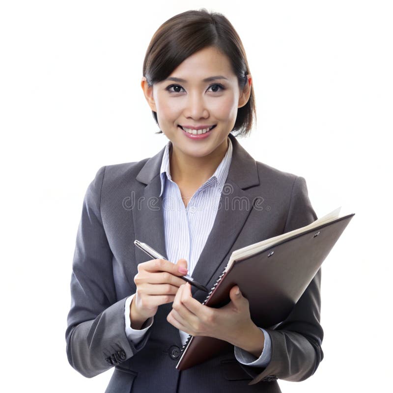 Interpreter Holding a Notebook Isolated on White Stock Illustration ...