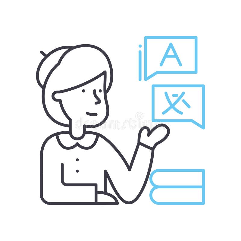 Interpreter Line Icon, Outline Symbol, Vector Illustration, Concept ...