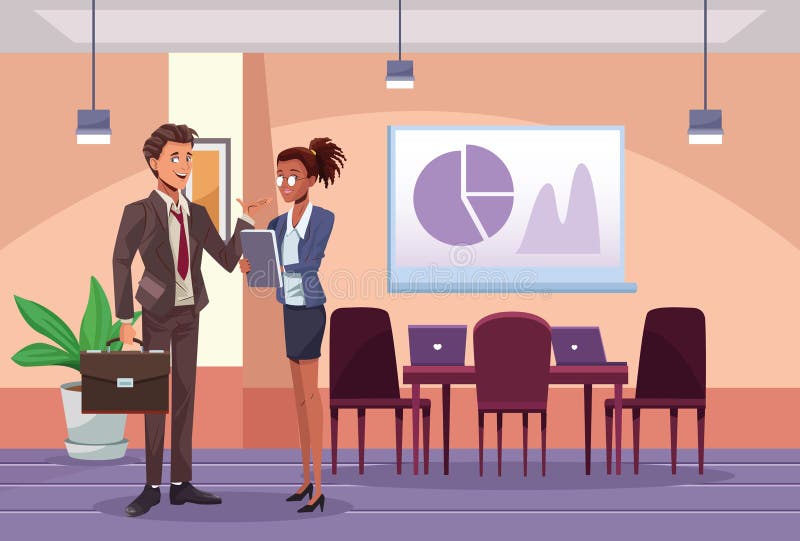 Interracial Business Couple Workers in the Work Place Scene Stock ...