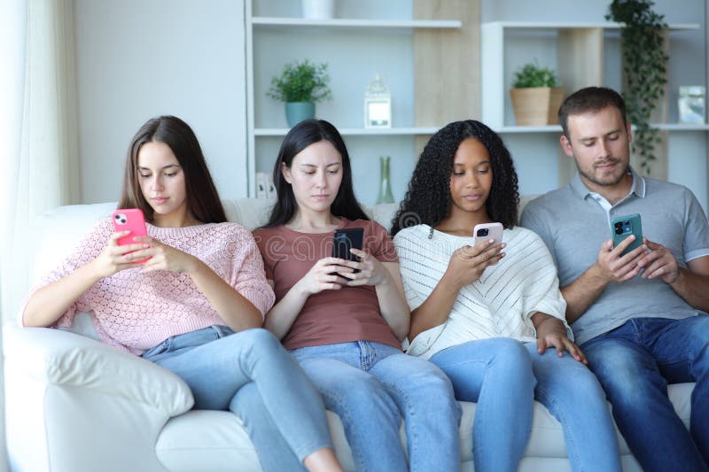 Group of Friends Using Their Smart Phones Stock Photo - Image of people ...