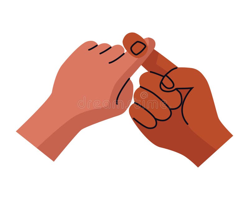 Interracial Hands Making a Promise Stock Vector - Illustration of ...